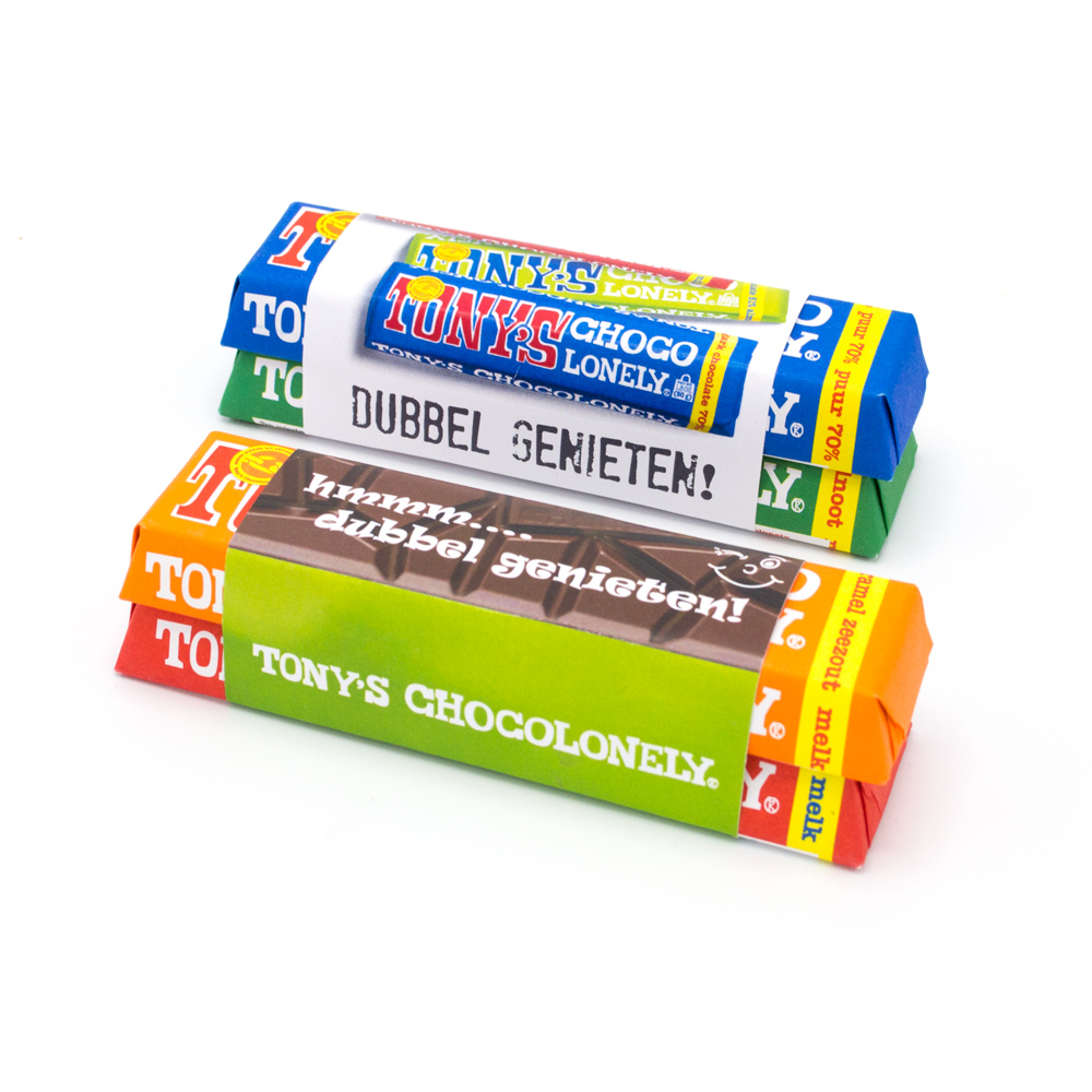 Dubbele Tony's Chocolonely (50 + 50 gram) | eigen wikkel - Greengiving.nl